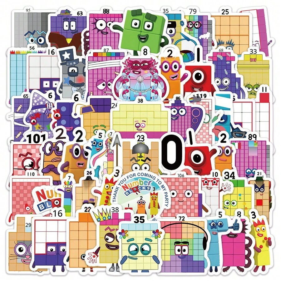60pcs Number Blocks Cartoon Sticker Set For Notebooks, Water Bottles ...
