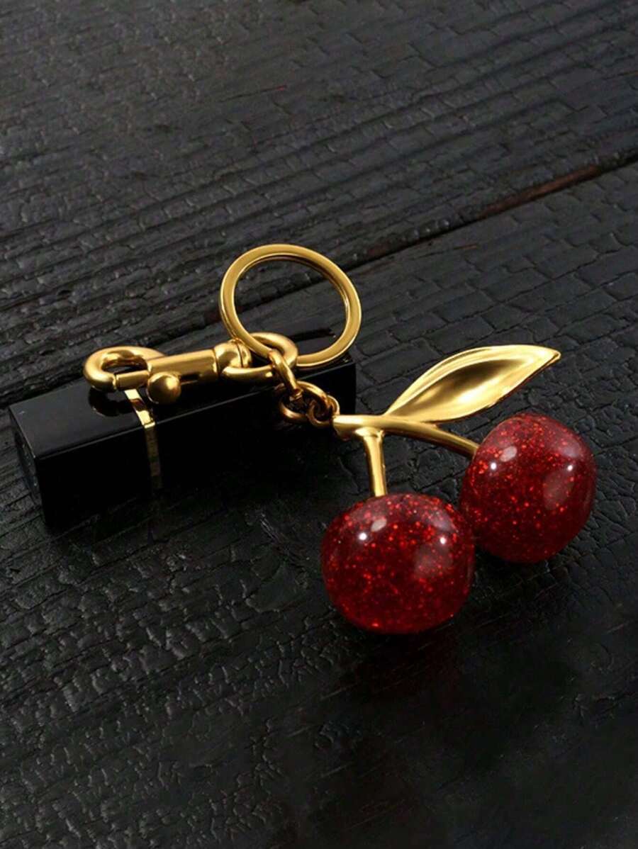 Creative Accessories - Cherry Shaped Crystal Resin Car Keychain Metal ...