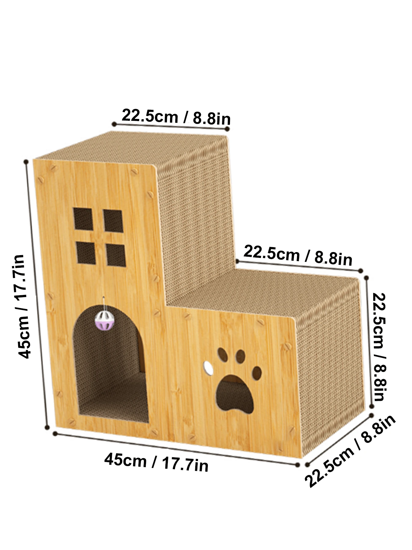 Luxury Plywood Double Decker Cat House, With Corrugated Scratching ...