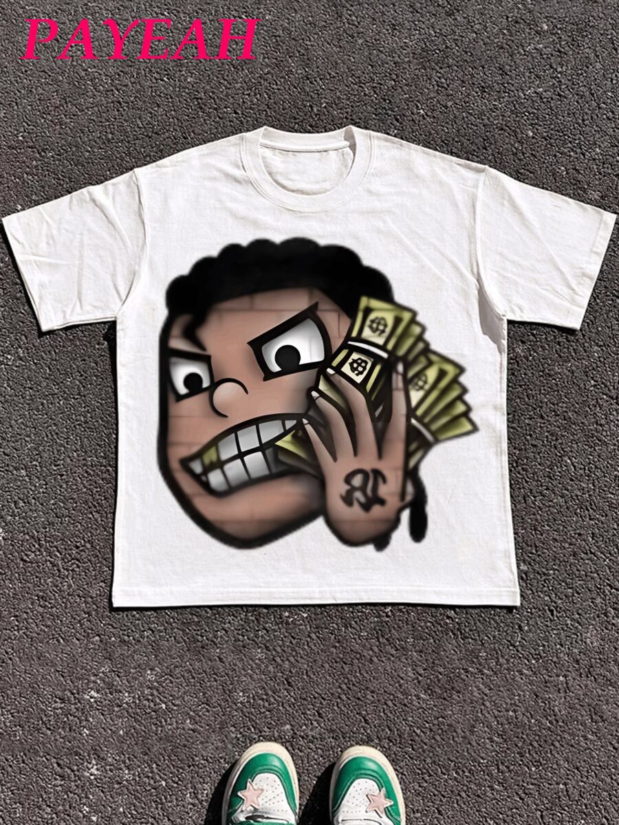 PAYEAH Mens Streetwear Graffiti Rich Boys Graphic Print Short Sleeve T ...