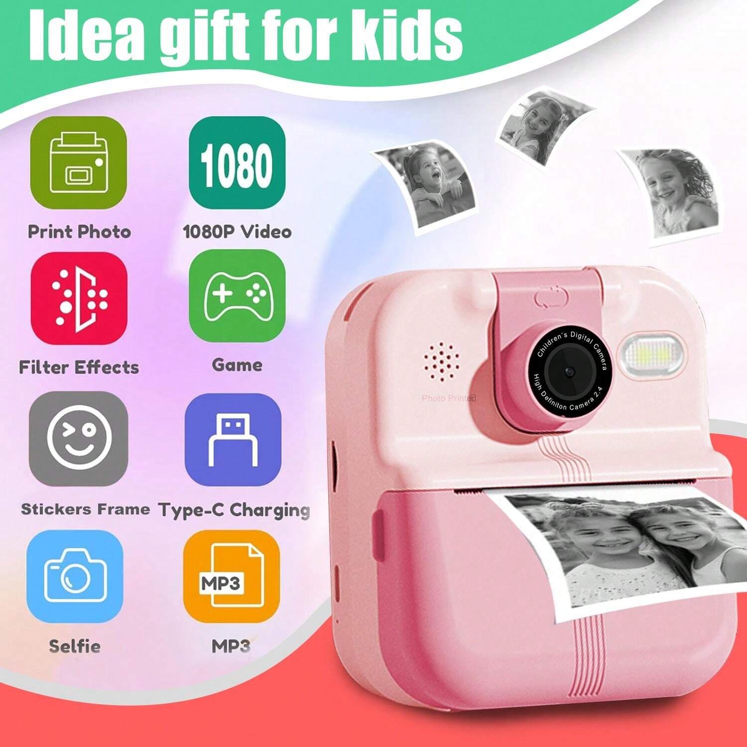 Upgrade Kids Camera Instant Print For Boys And Girls, 1080P HD Dual ...