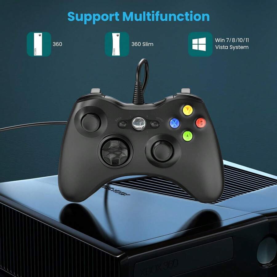 PC Wired Game Controller Gamepad, Dual Vibrating Turbo Game Controller ...