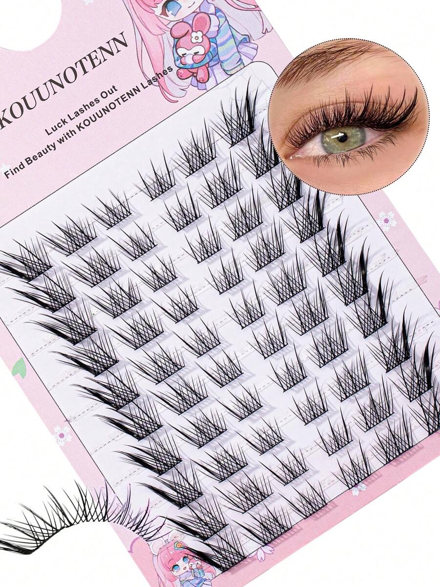 10 Rows Fox Eye Effect Winged False Eyelashes, Reusable DIY Thick ...