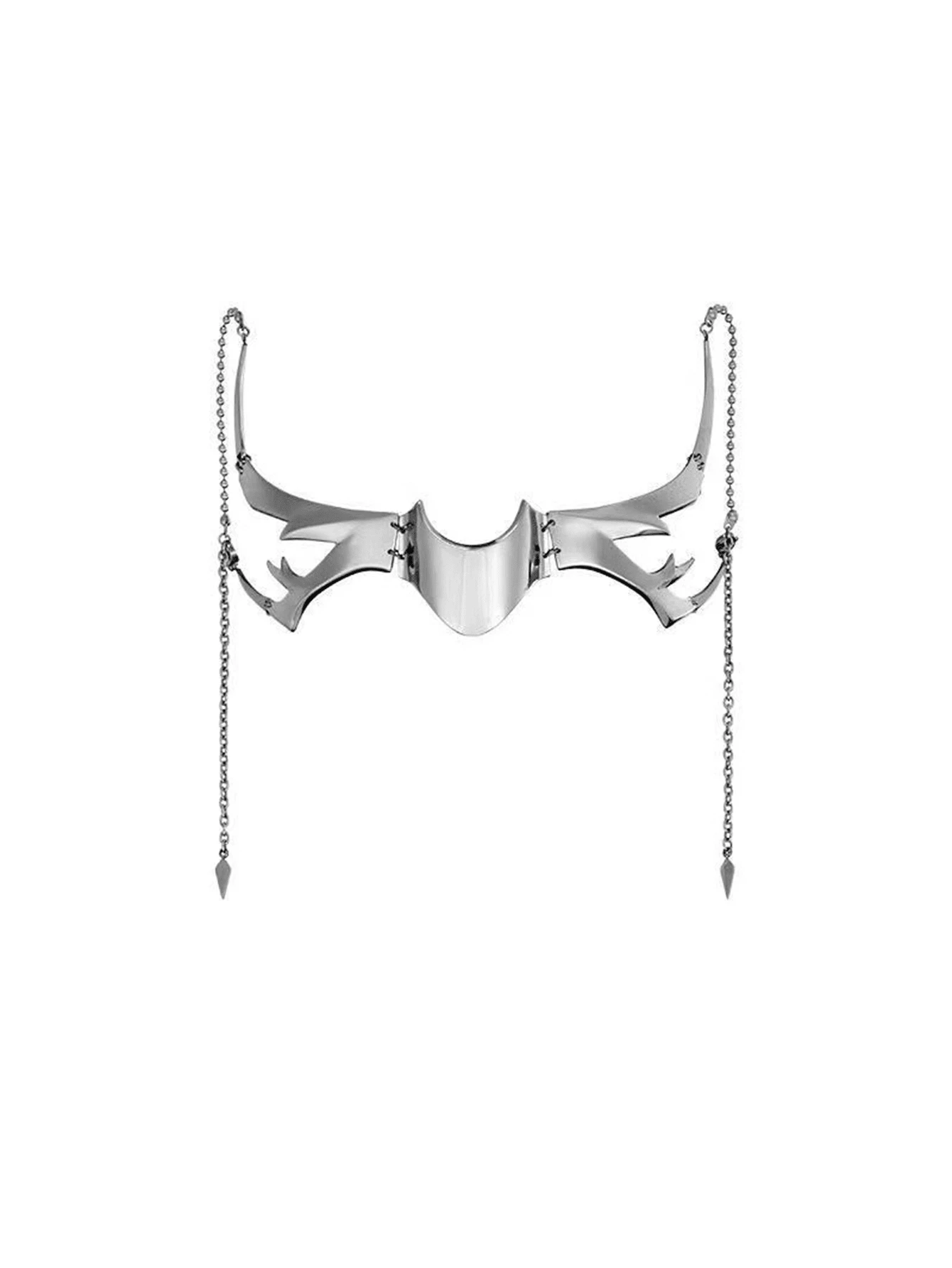 Cyberpunk Metal Face Mask, Chin Chain, Fluid Mechanical Style Ear Decor ...