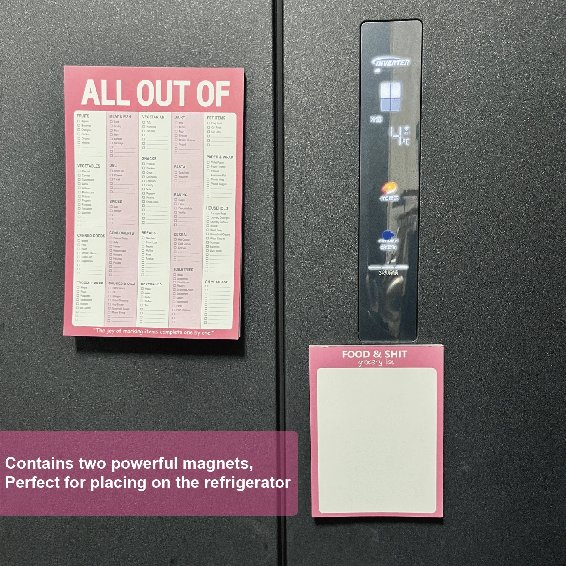 2 pièces Bloc-notes magnétique de liste d'épicerie tout épuisé pour le ...