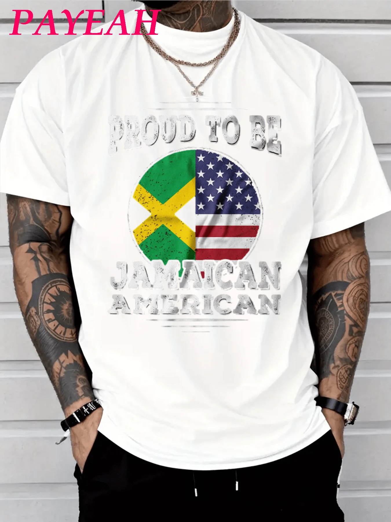 PAYEAH Proud To Be Jamaican American T-Shirt Jamaican Heritage (Single ...