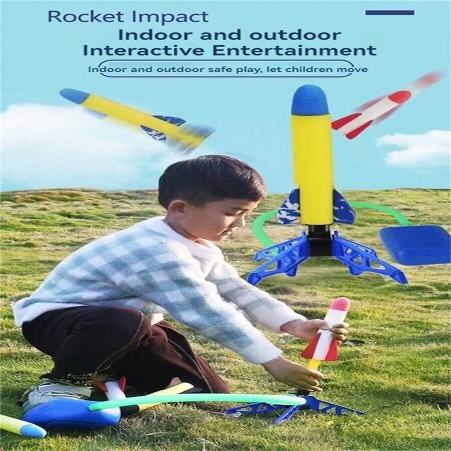 Kids Foam Rocket Launcher Toy, Footstep Powered Sky Rocket Launcher ...