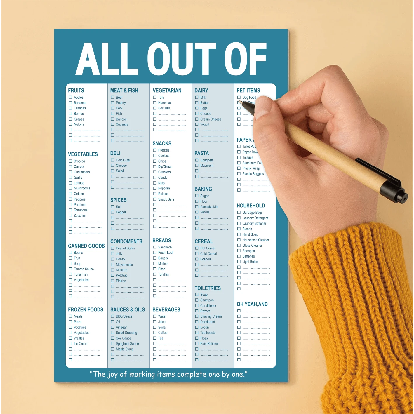 2 Pcs All Out Of Grocery List Magnet Pad For Fridge, Shopping List ...