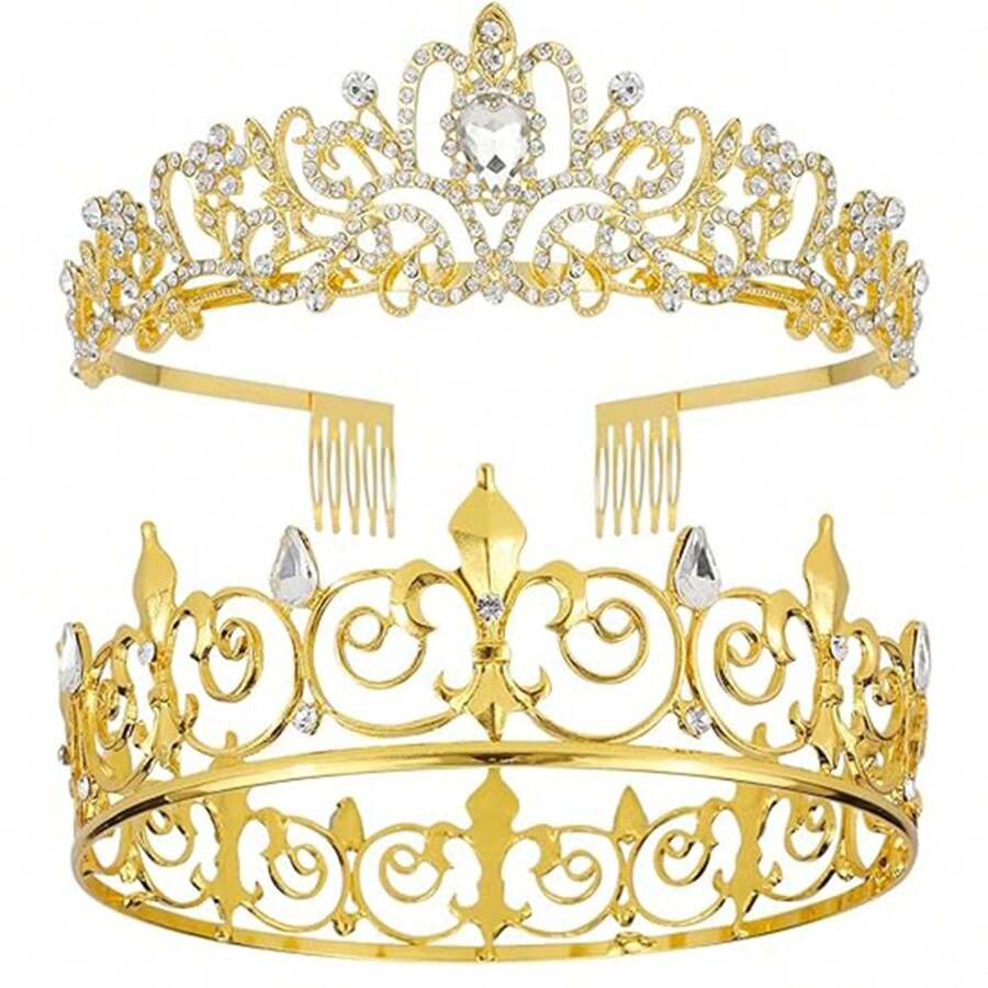 King And Queen Crown Set With Sashes King Crowns For Men Prom Queen ...
