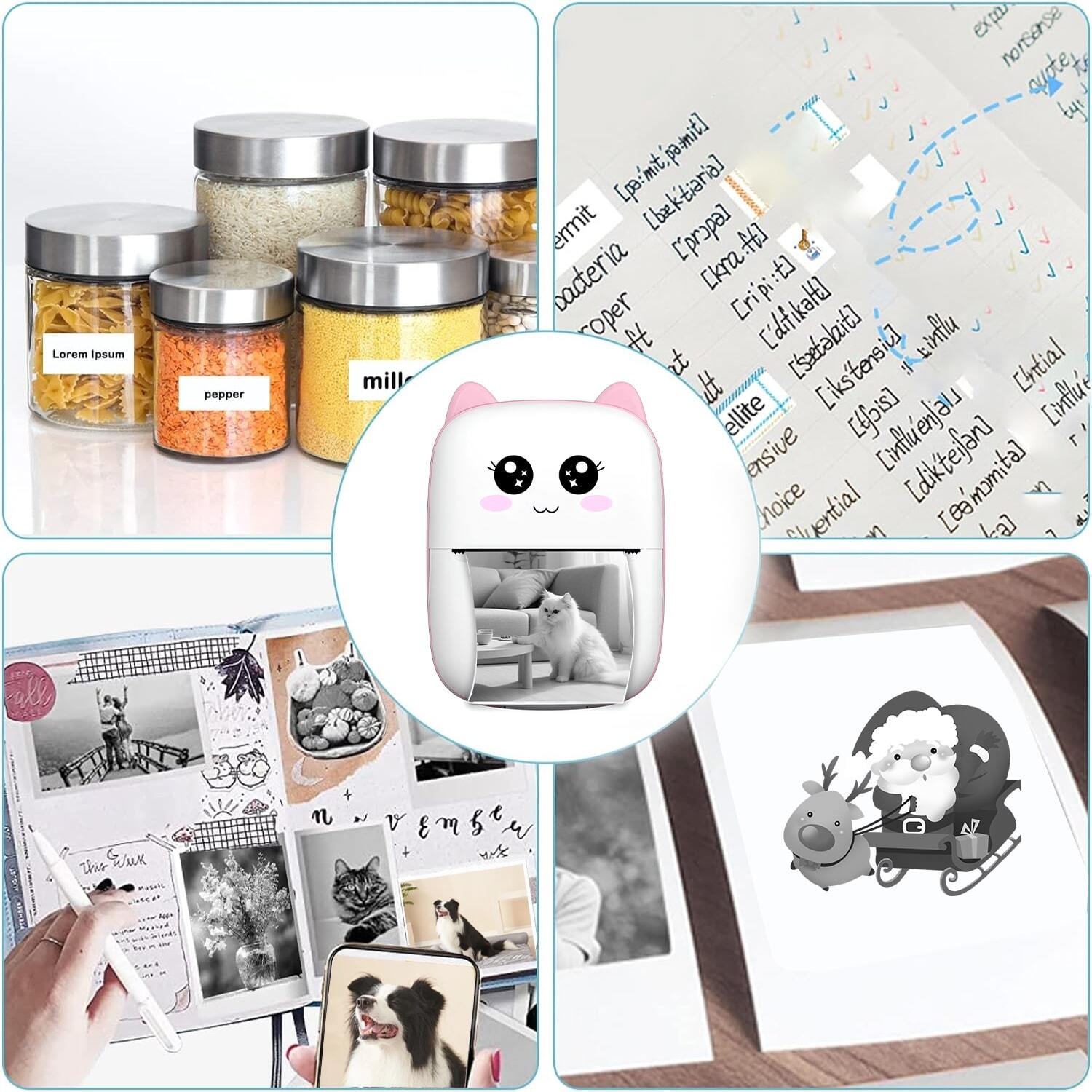 Mini Thermal Pocket Inkless Printer, Wireless Mini Sticker Printer With ...