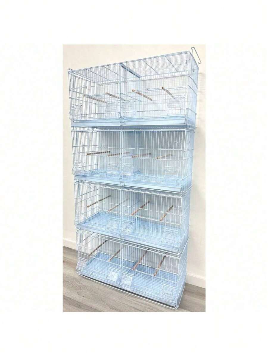White Stackable Double Breeding Breeder Flight Bird Cage Center ...