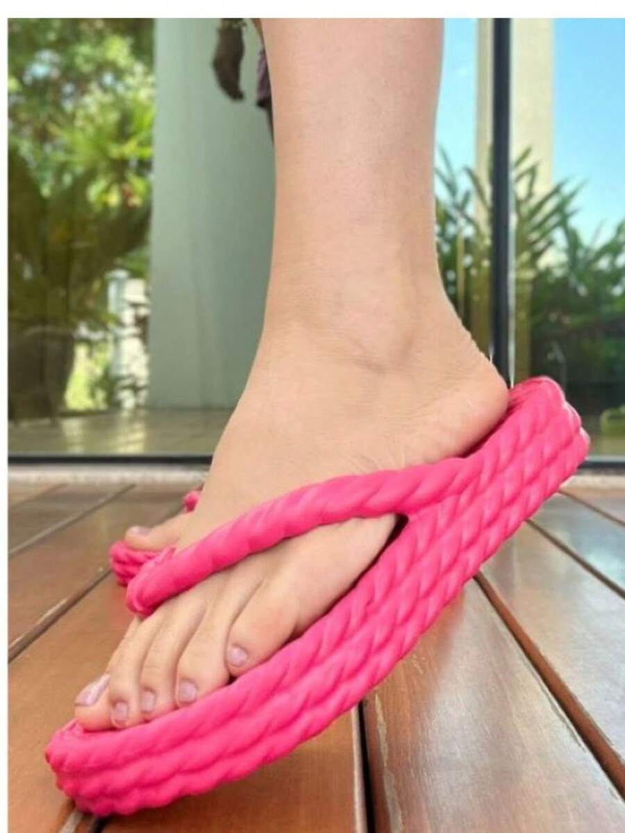 Women's Cloud Platform 3-Strap Flip-Flop Sandal With Braided Heel ...