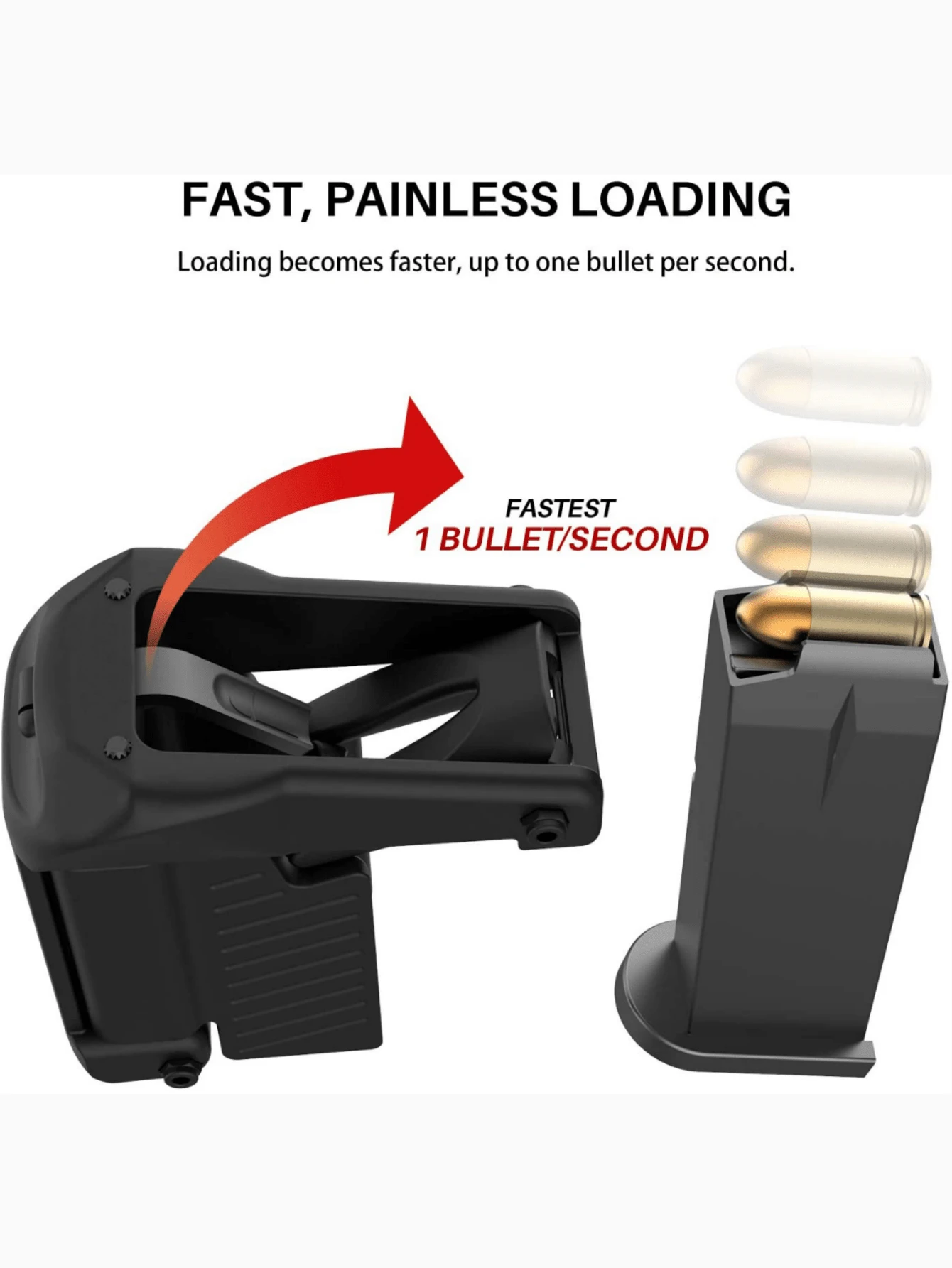 9mm-45ACP Universal Speedloader, Black Nylon Plastic Rapid Loader ...