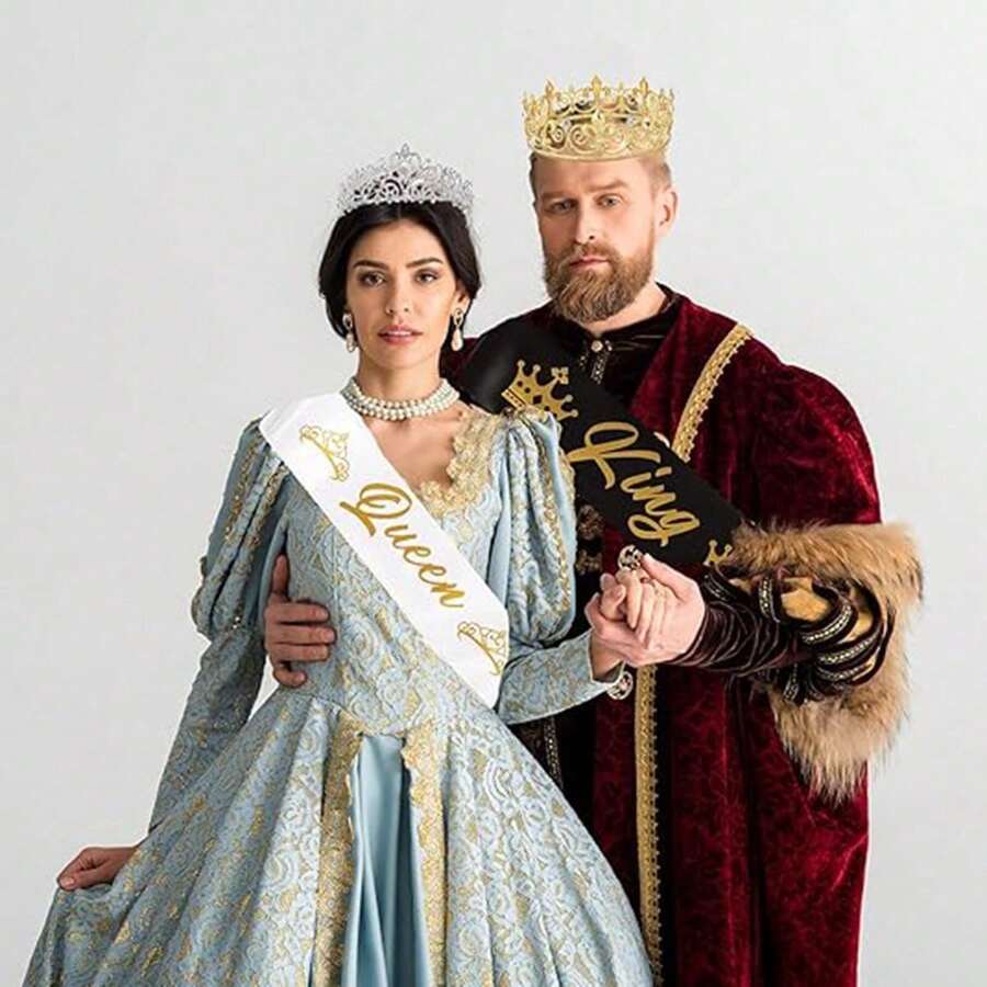 King And Queen Crown Set With Sashes King Crowns For Men Prom Queen ...