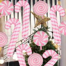 Set de 6 piezas/Bastón de caramelo rosado de Navidad, molinillo, globos ...