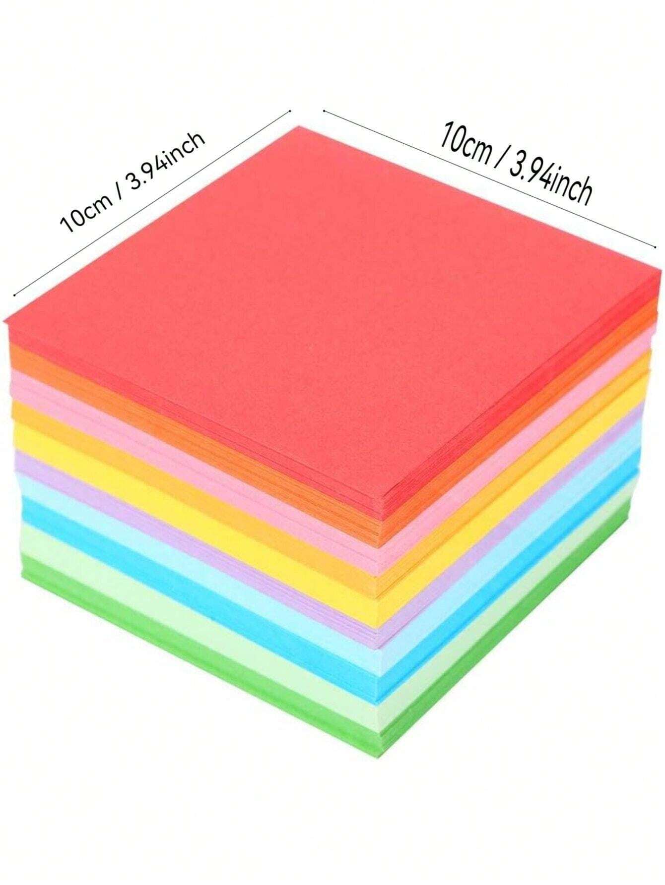 100 Folhas de Origami em 10 Cores, Papel Quadrado de 10 cm, Papel ...