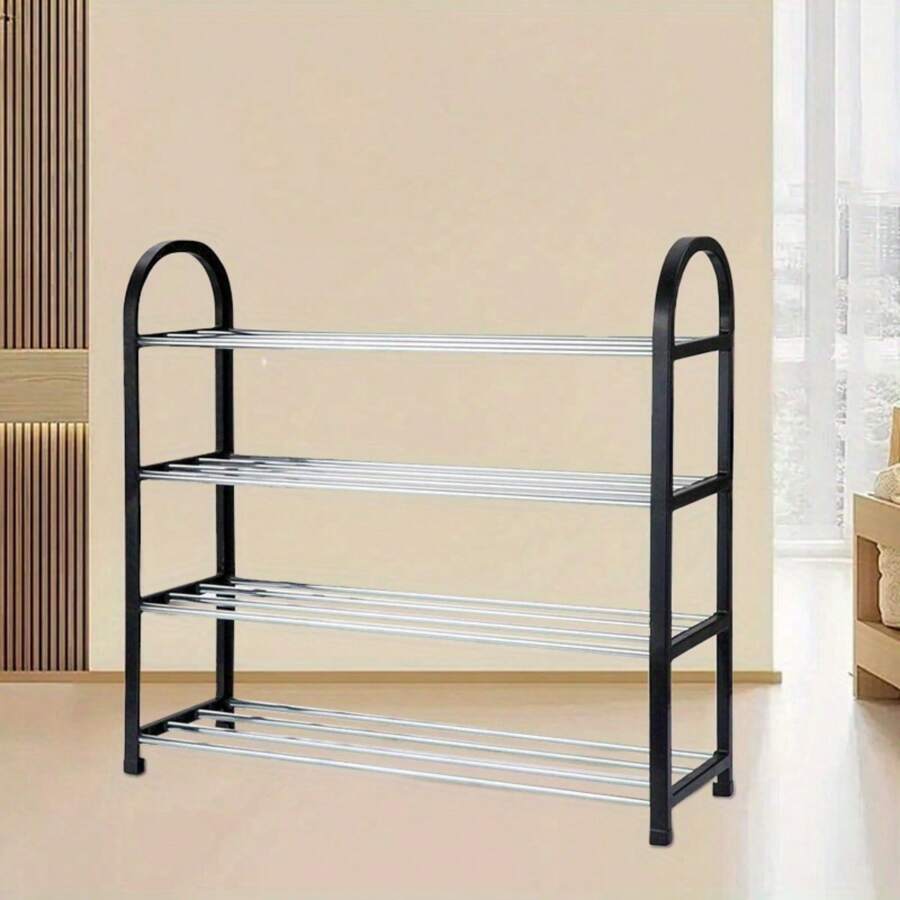 4-Tier Stackable Stainless Steel Shoe Rack Organizer, Space-Saving ...