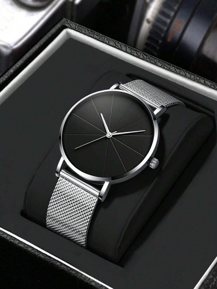 Men's Watches Fashion Men's Silver Watch Casual Quartz Watch Stainless ...