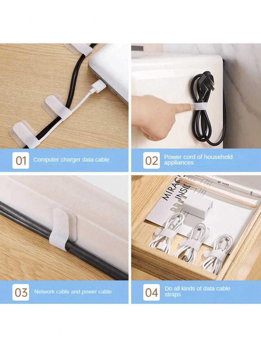 10pcs Self-Adhesive Fastener Cable Tie Wraps, Cable Storage Bundlers ...