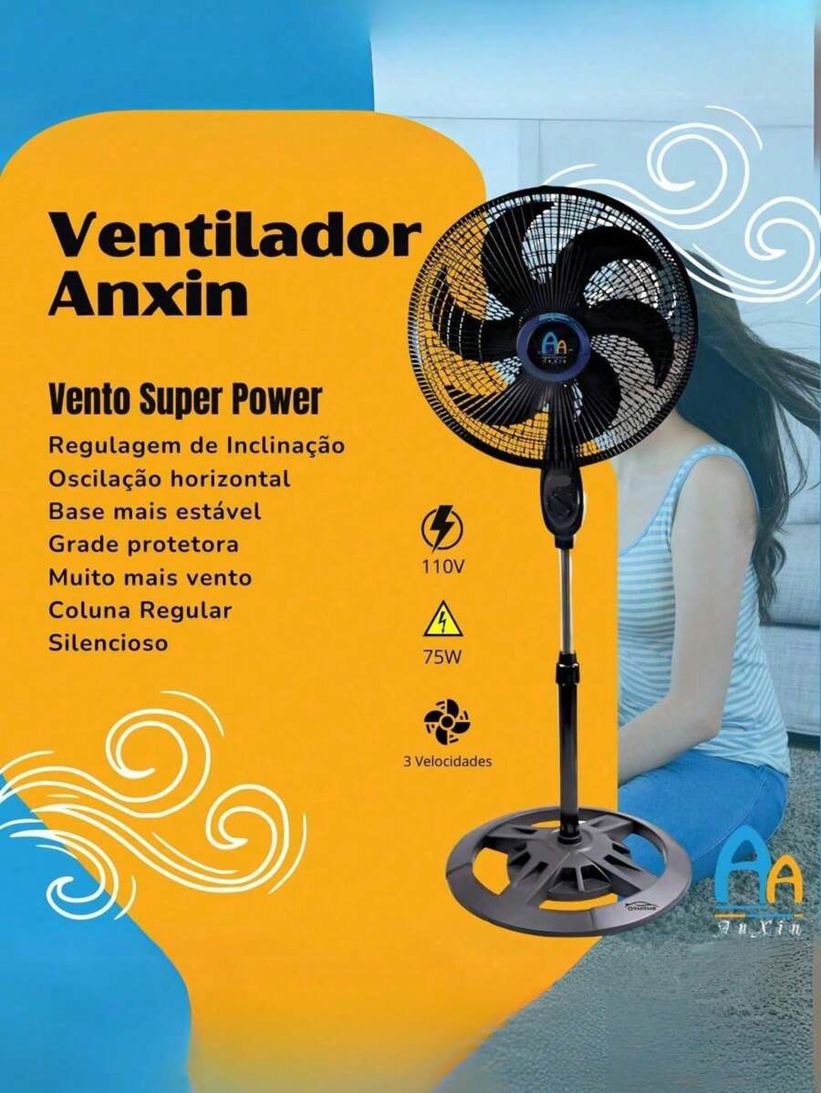 Pedestal Fan With 6 Blades, 3 Adjustable Speeds, Powerful And Quiet ...