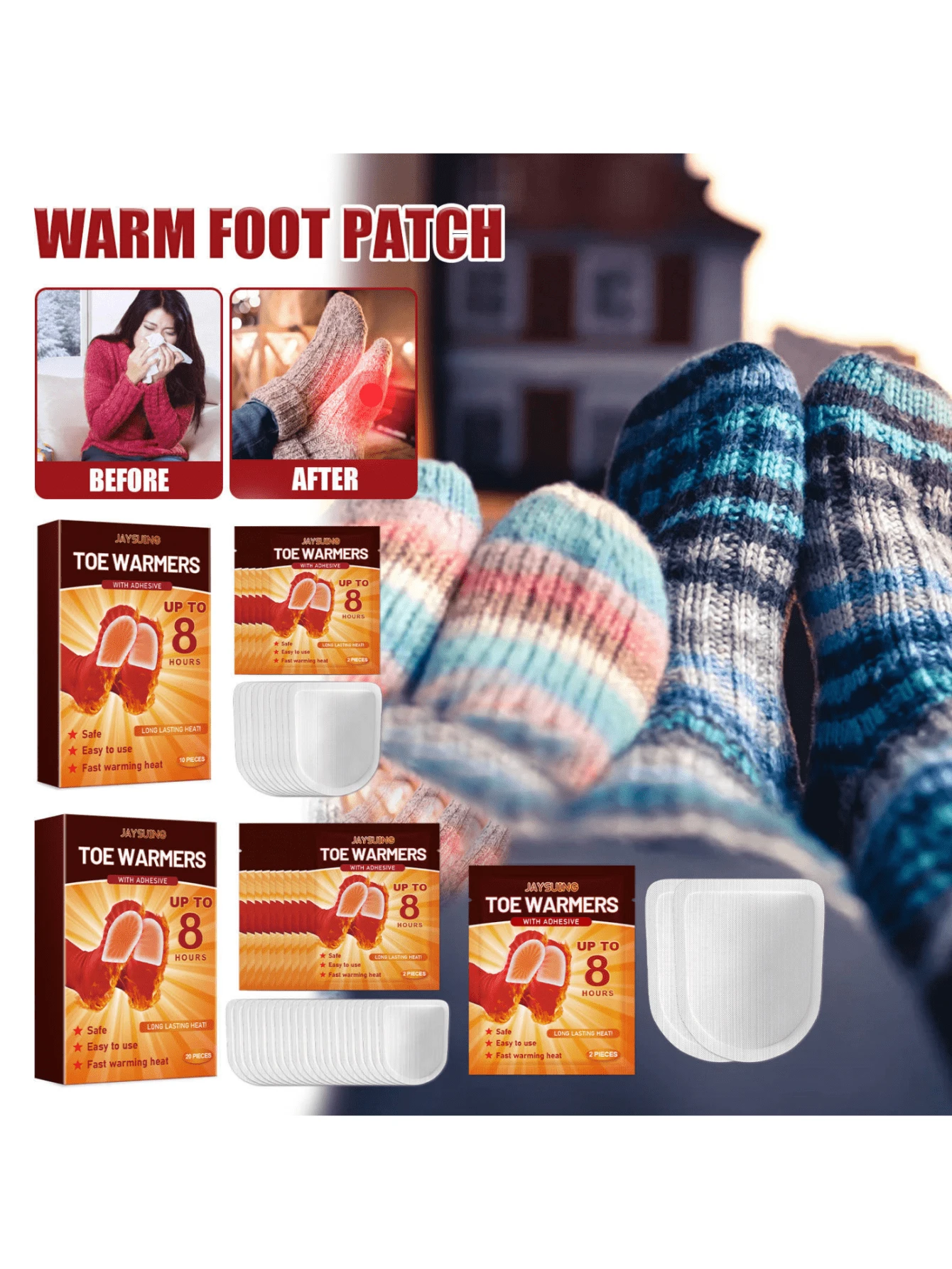 Self-Heating Foot Warmer Patch, Portable And Compact, Foot Bottom ...