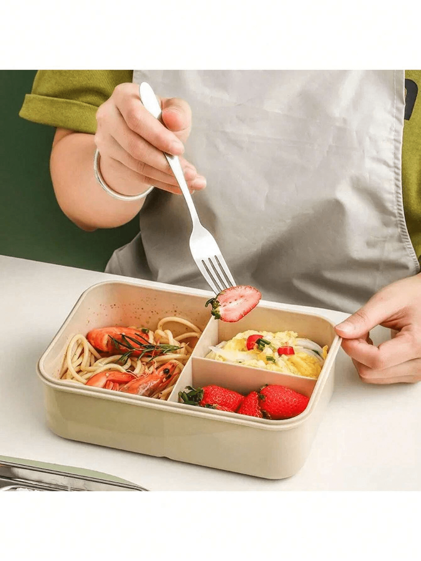 1pc 1200ml Adult Bento Box, Leak-Proof Lunch Container With Utensils, 3 ...