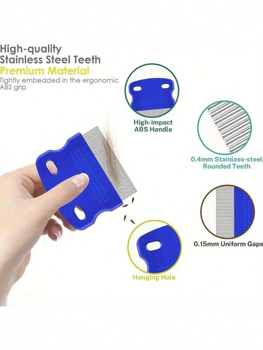 4 Packs Flea Lice Comb, Stainless Steel Dog Cat Grooming Combs With ...