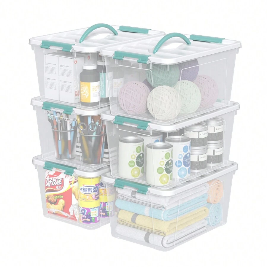 14 Quart Clear Storage Boxes With Handles, Plastic Latching Bins With ...