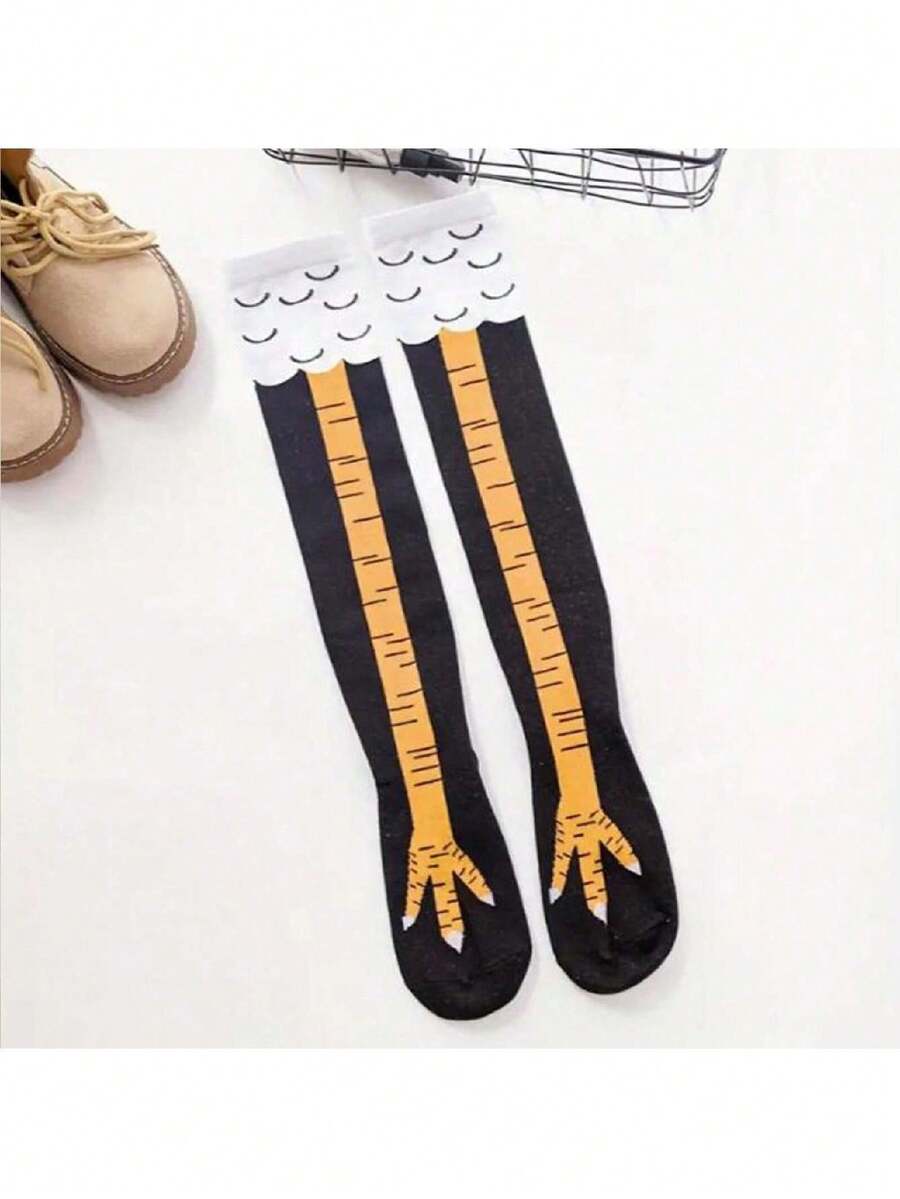 2pcs Chicken Claw Pattern Thigh High Socks, Fun And Comfortable Over ...