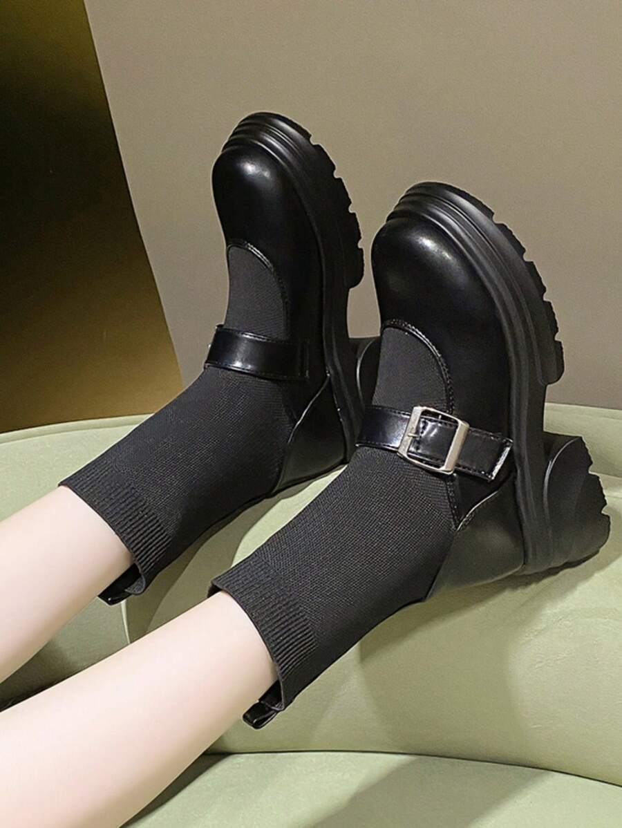 Botas de mujer Invierno 2024 Nuevas botas cortas de plataforma de suela ...