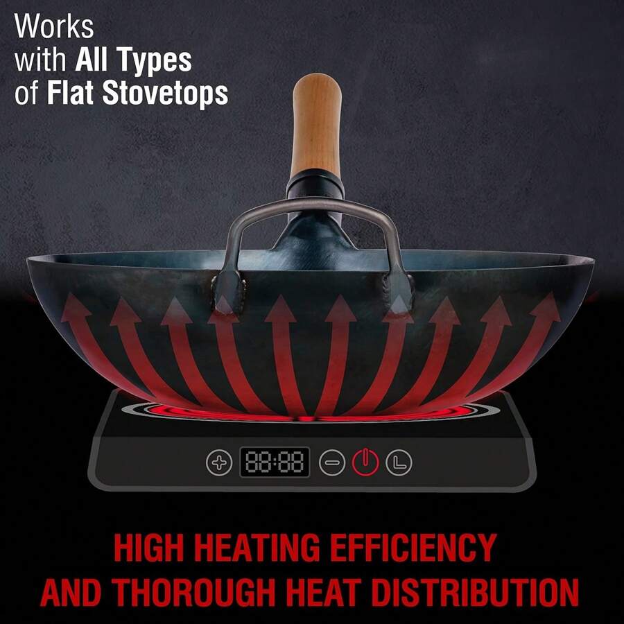 Woks And Frying Pans 34 Cm - Pre-Seasoned Flat Bottom Wok - Blue Carbon ...