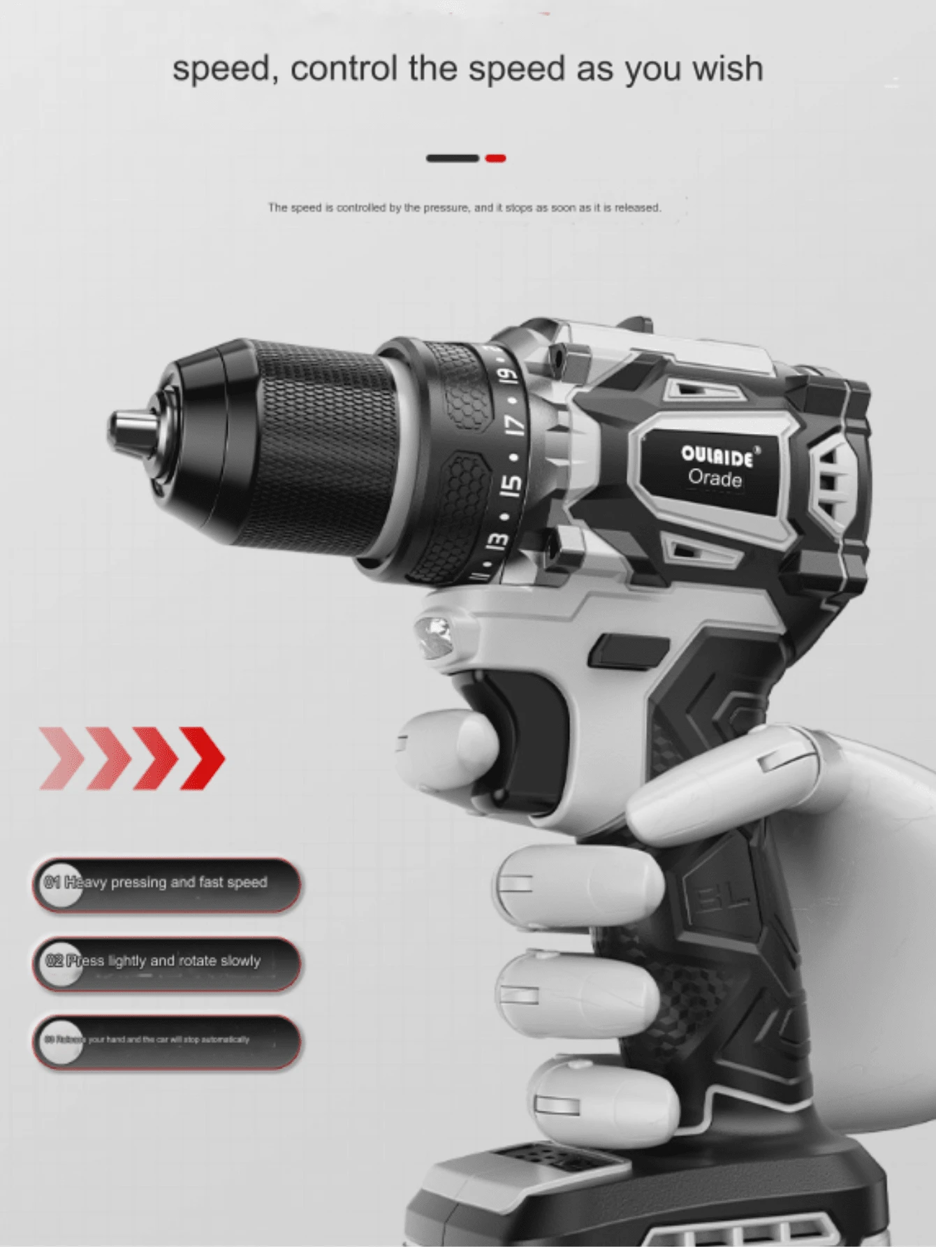 Brushless Electric Hand Drill Lithium Electric Drill Rechargeable ...