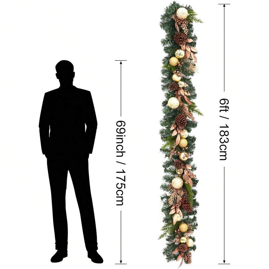 6 FT Pre-Lit Christmas Garland - Battery Operated Artificial Garland ...