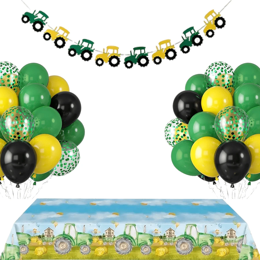 Tractor Birthday Party Supplies, Green And Yellow Balloon Set, Tractor ...