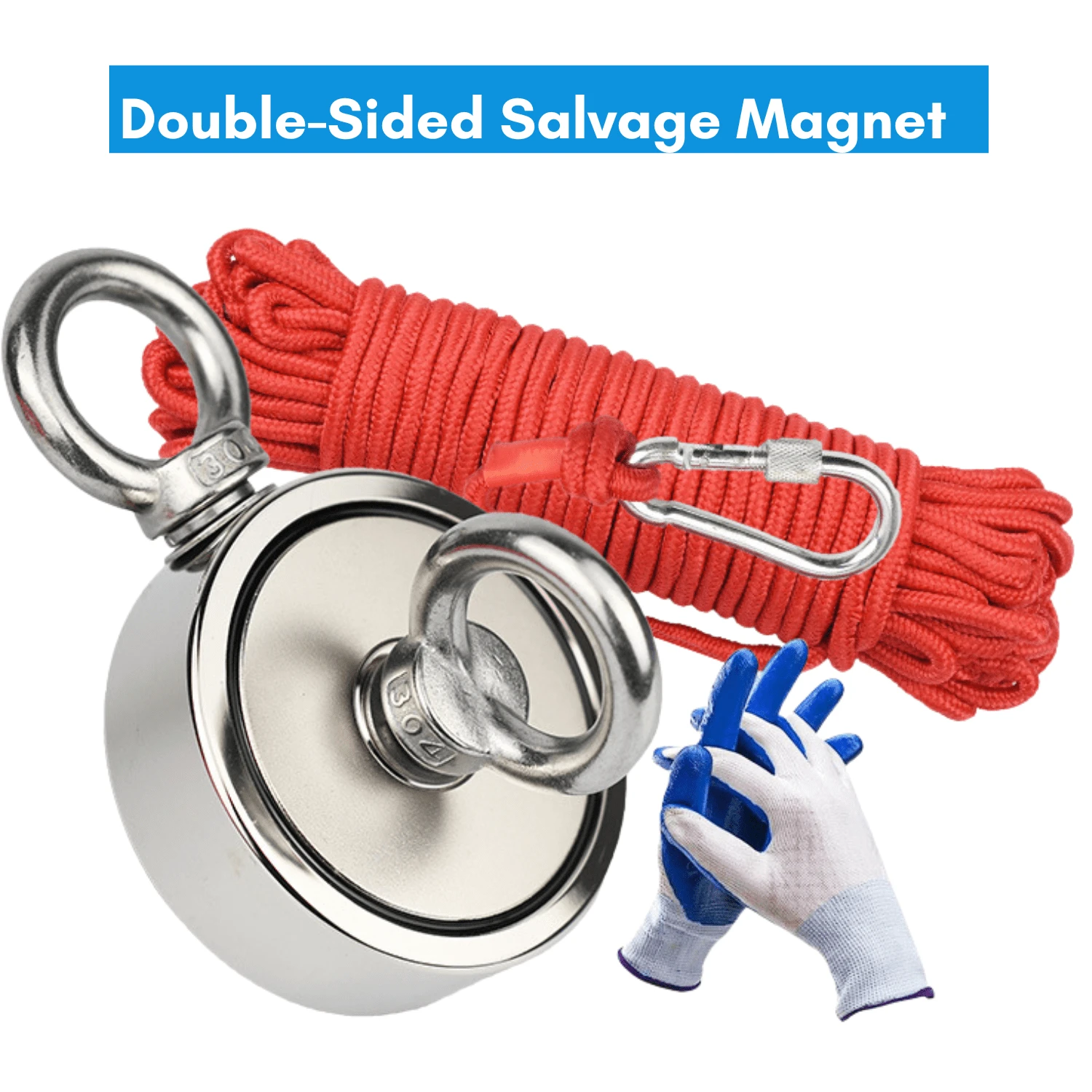 Fishing Magnet Double Sided Fishing Magnet With Rope, Magnet Fishing ...