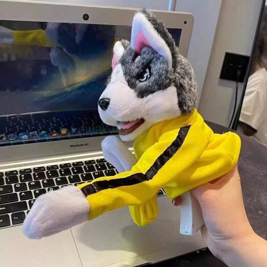 Husky Dog Hand Puppet Interactive Plush Toy With Clapping Sound Effect ...