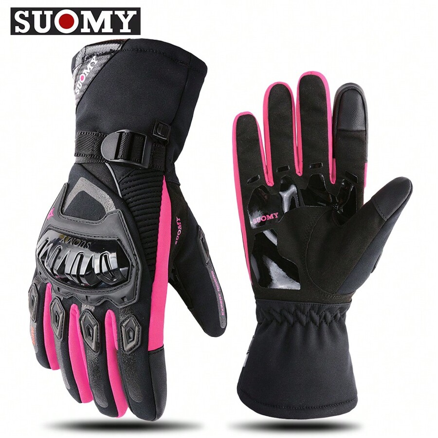 suomy Women's Warm Waterproof Windproof Motorcycle Gloves, Pink Outdoor ...