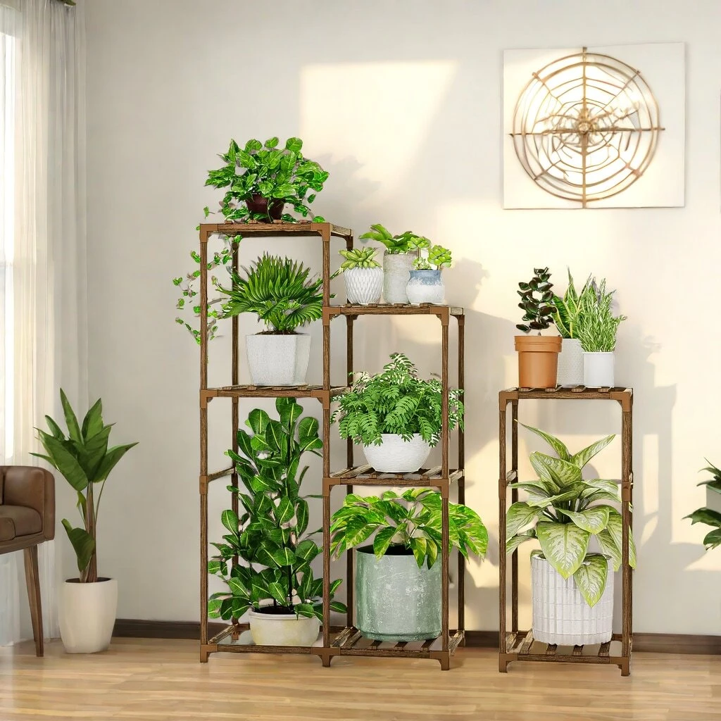 Plant Stand Indoor Outdoor Plant Shelf For Multiple Plants Pots Wood ...