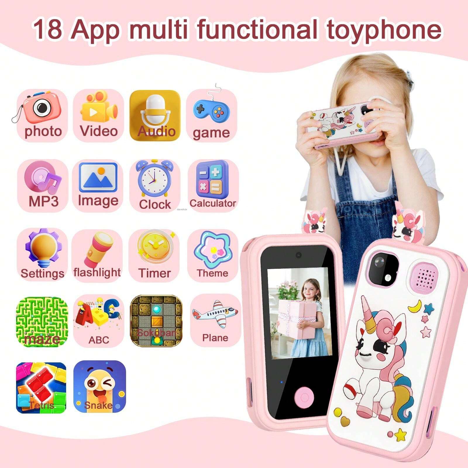 Smartphone Spielzeug für Kinder, Touch-Bildschirm HD Dual Kamera ...