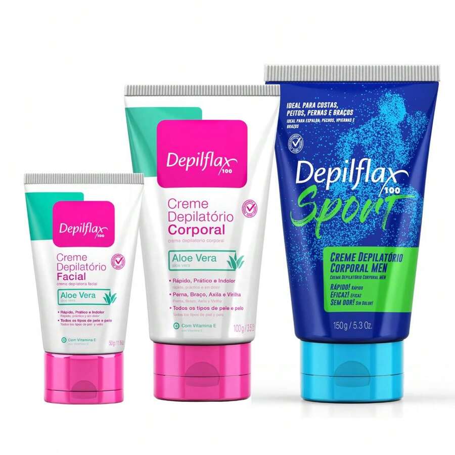 Kit Creme Depilatório Facial/Corporal Íntimo Feminino e Masculino ...