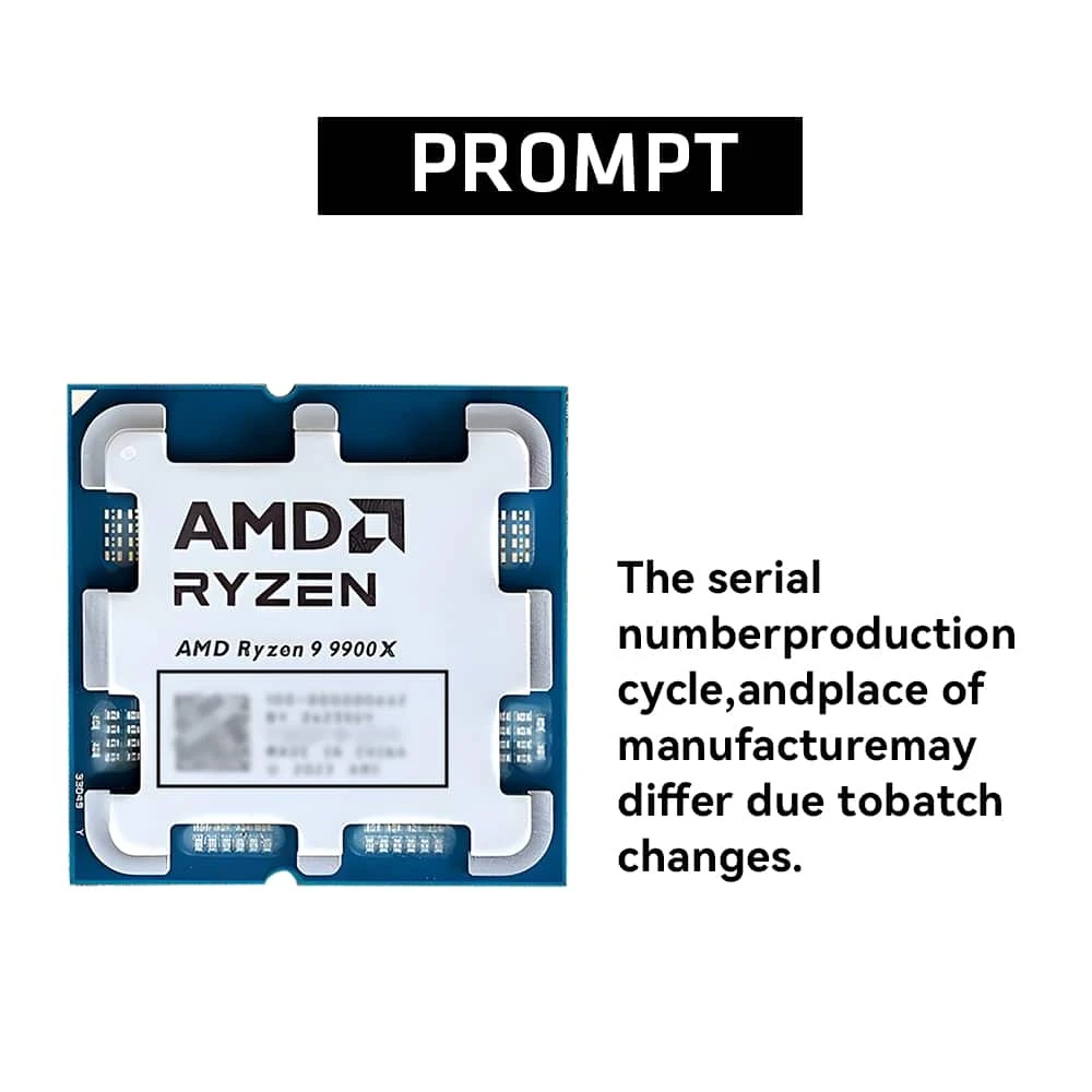 AMD R9 9900X CPU 12 Cores 24 Threads Zen 5 Up To 5.6 GHz L3 Cache 64 MB 120W Default TDP PCIe® 5 ...