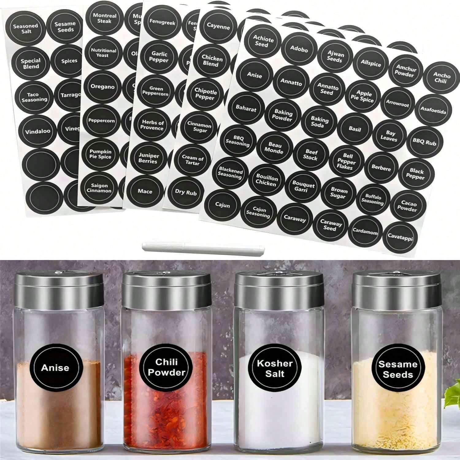 180 Spice Jar Labels - Chalkboard Stickers, Preprinted And Blank ...