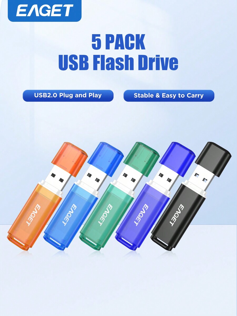 5 Packs 64GB Flash Drive USB2.0 5 Colors 4GB Memory Stick Thumb Drives ...