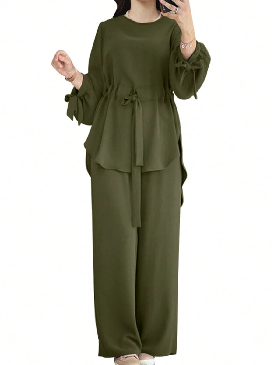 ZANZEA Women Long Sleeve Drawstring Waist Asymmetric Hem Shirt Tops ...