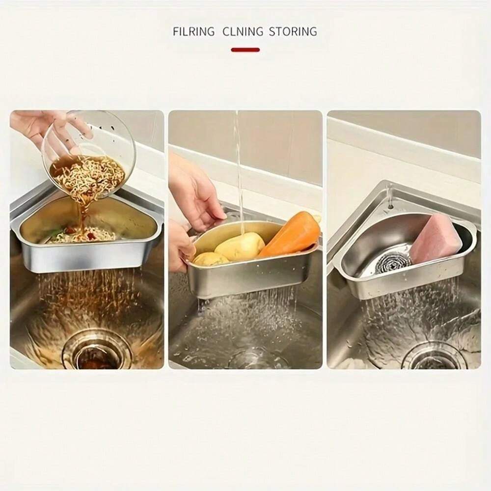 Kitchen Sink Triangle Drain Storage Rack, Food Grade 304 Stainless ...