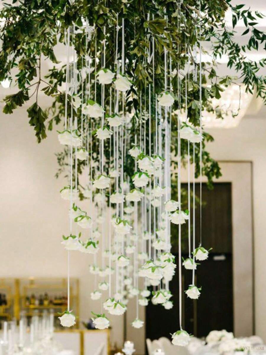 10pcs Red Roses + 300cm Transparent String, 10pcs White Roses + 200cm ...