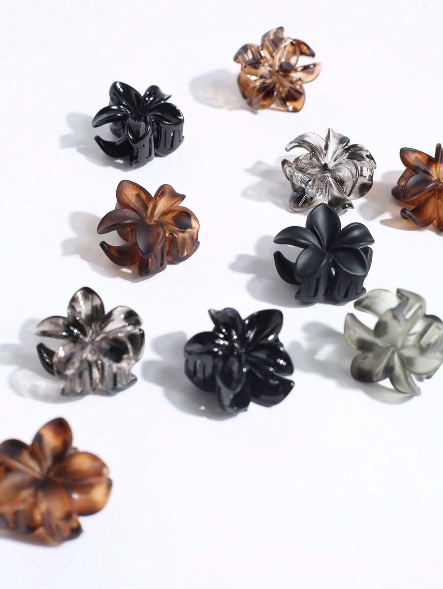 15/20/30pcs Mini Flower Shaped Clips, Brown System, Small Size Hair ...