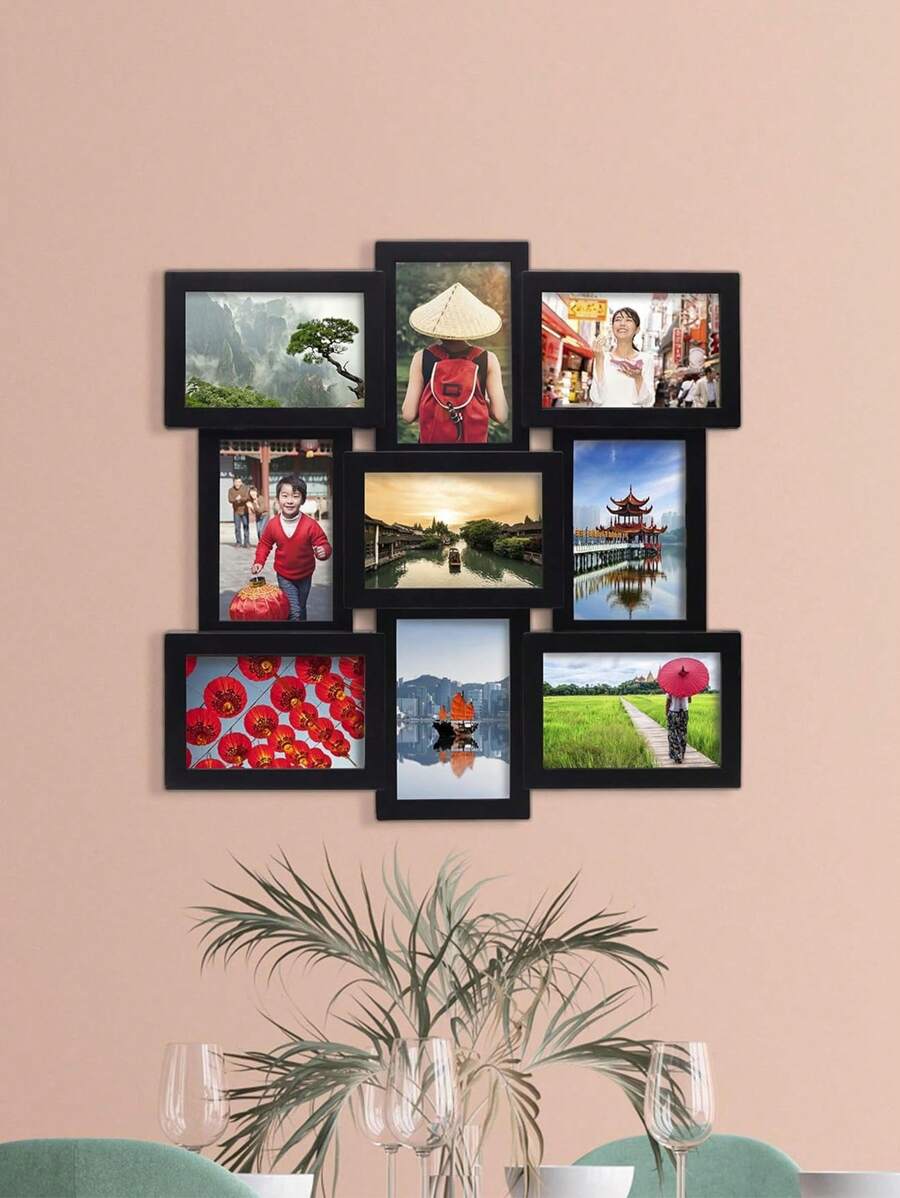 18 X 18 Inch 9pcs Open Photo Collage Frame Displays Four 4x6 Inch And ...