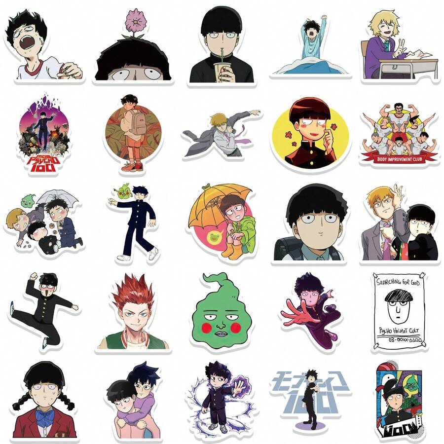 50Pcs Mob Psycho 100 Mobu Saiko Hyaku Stickers For Laptop Water Bottle ...