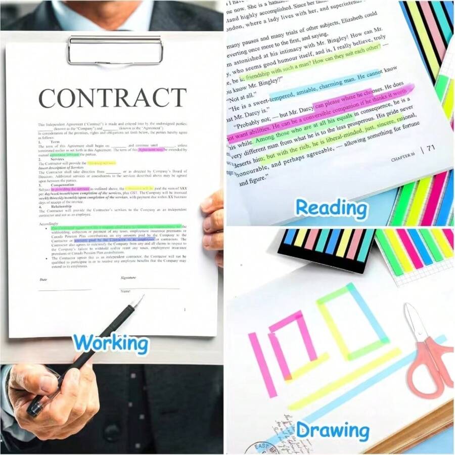 1280Pcs Transparent Highlighter Tape, Removable Sticky Tabs For ...